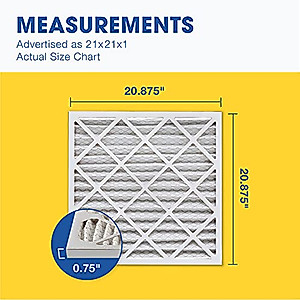 Aerostar 21x21x1 MERV 11 Pleated Air Filter, AC Furnace Air Filter, 6 Pack (Actual Size: 20.875" x 20.875" x 0.75")
