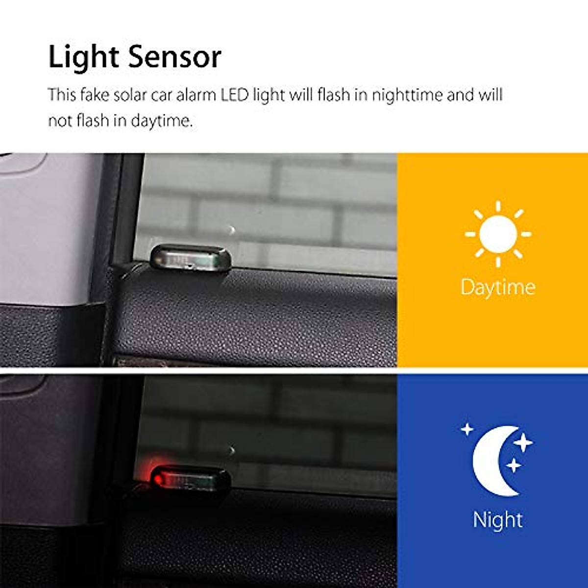 Paddsun Solar Power Car Alarm Red LED Light Anti-Theft Flash Blinking Lamp Veihicle Anti-Theft Alarm Warning System, Red