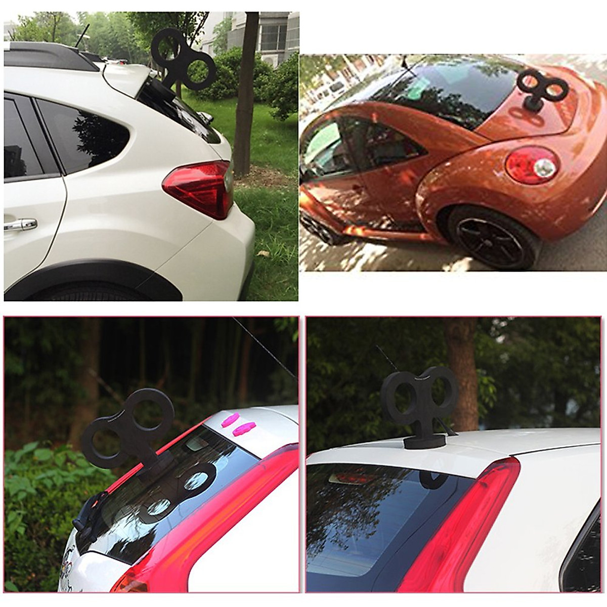 COGEEK 3D Car Wind Up Key, Cute Clockwork Wind Up Key for Back of Car Roof Decoration (Black)