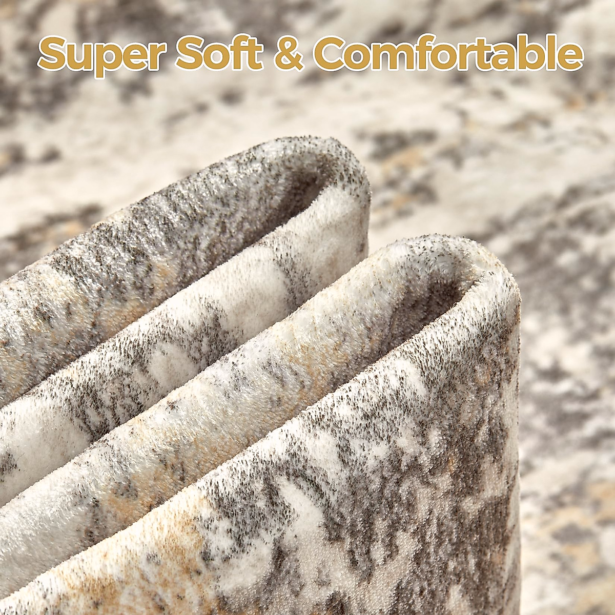 Area Rug Living Room Rugs 5x7: Modern Neutral Abstract Aesthetic Rug for Bedroom Dining Room Table - Large Soft Stain Resistant Machine Washable Rug, Indoor Home Office Carpet - Gold Brown