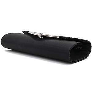 ZIUMUDY Sparkly Glitter Evening Envelop Clutches Shoulder Chain Bags Bridal Wedding Clutch Purse Wallet (Black)