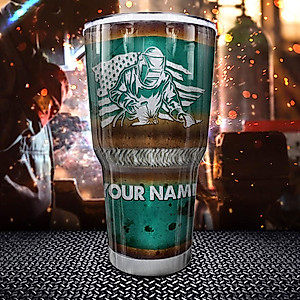 N NAMESISS All Over Printed Tumbler, Welder Blue Tumbler 30OZ, Metal Magician Welder Symbol Tumbler, USA Flag, Welder Tumbler Custom Your Name Gift for Father, Gift For Him, Welder Father's Day