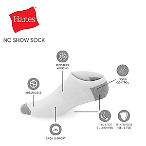 Hanes mens X-temp Lightweight No Show Socks, 12-pair Pack Casual Sock, White, 6 12 US