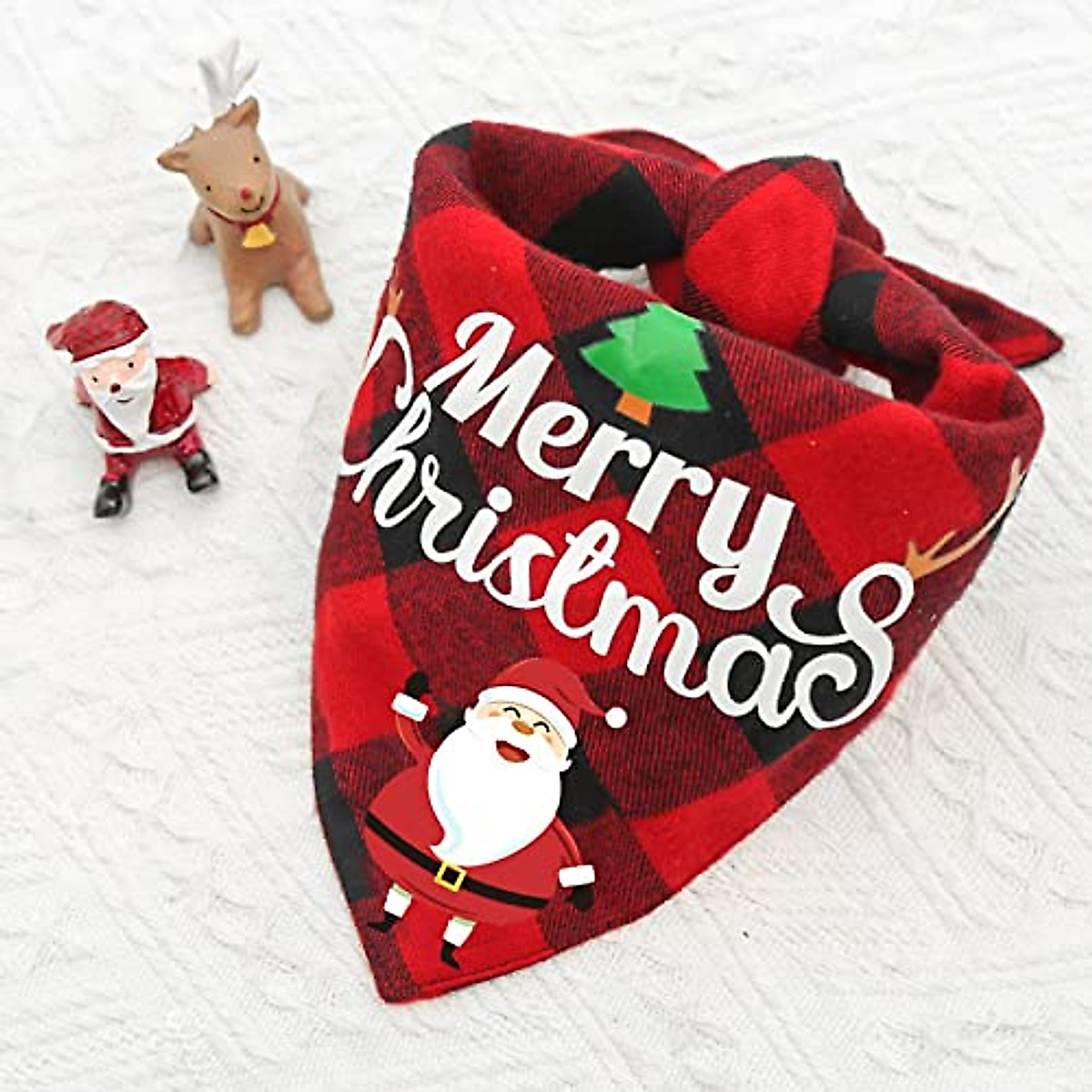 Christmas Kerchief for Dogs Bandana Bib Costume Pet Winter Warm Clothes for Small Dogs Cats Santa Cap Xmas Gift for Dogs (Small, Red)