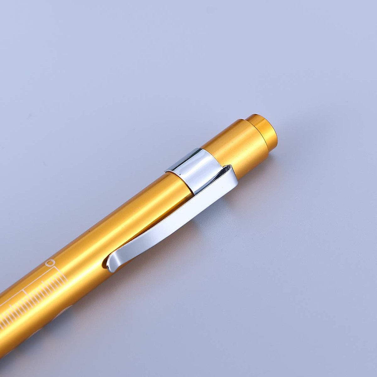 2pcs Penlight with Pupil Gauge, LED Penlight for Nurses, Reusable Medical Pen Light with Pupil Gauge and Ruler for Student Doctors, Yellow+ Silver