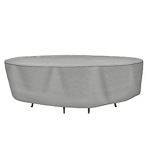Patio Extra Large Waterproof Round Oval Table & Chair Cover - Outdoor Patio Table Chair Combo Washable - Heavy Duty Furniture 124x88x30 Inch Combo Cover