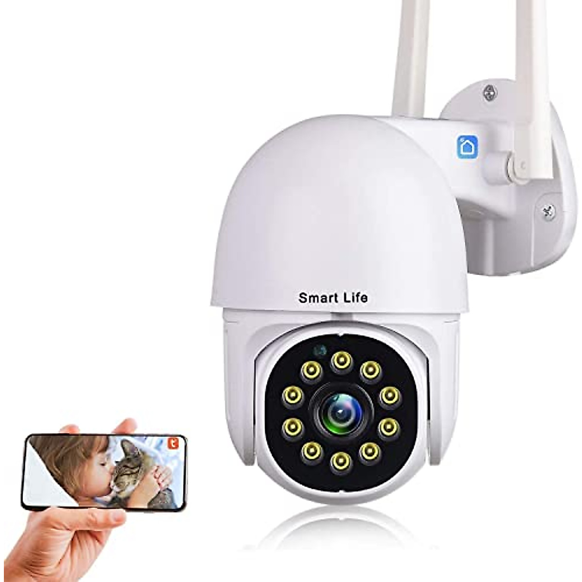 Tuya Smart Life Security Camera,1080P HD Wireless WiFi Home Surveillance Pan/Tilt 360° View Waterproof Night Vision, Human Detection,Auto Tracking