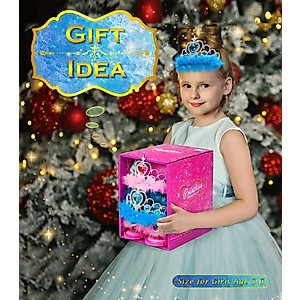 BIBUTY Kids Princess Dress Up Clothes for Little Girls, Pretend Play & Dress Up Costume Set for 3-6 Toddler Little Girls (Pink/Blue)