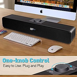 VOTNTUT Computer Speakers,Wired USB Desktop Speaker,Stereo USB Powered Mini Sound Bar Speaker for PC Tablets Desktop Laptop MP3 Mac Air/Pro((USB-C to USB Adapter Included)