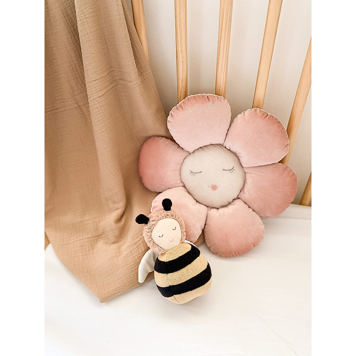 MON AMI Honey Bee Soft Baby Rattle Toy for Ages 6 Months+, 7” Plush Stuffed Animal Rattle Toys for Infants & Toddlers - Baby Rattle with Sound