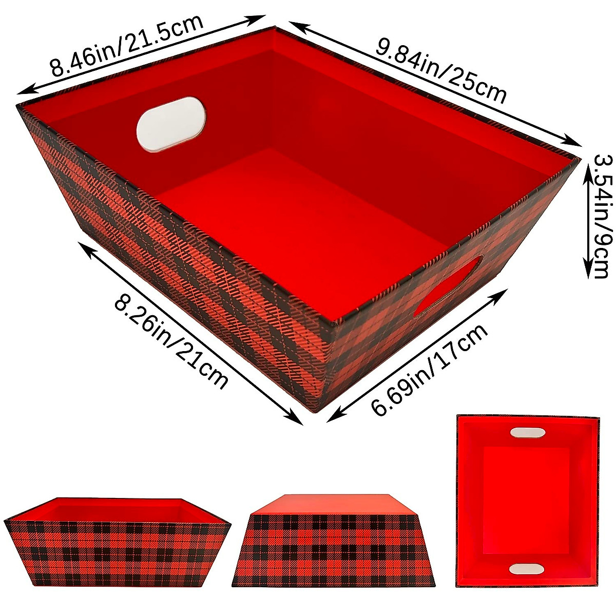 Basket For Gifts Empty, 5 PCS Sturdy Diy Bulk Gift Basket Kraft Market Tray Cardboard Basket With Handles, Gift Basket Kit Supplies Wrap To Fill For Valentines Christmas Weddings Anniversaries