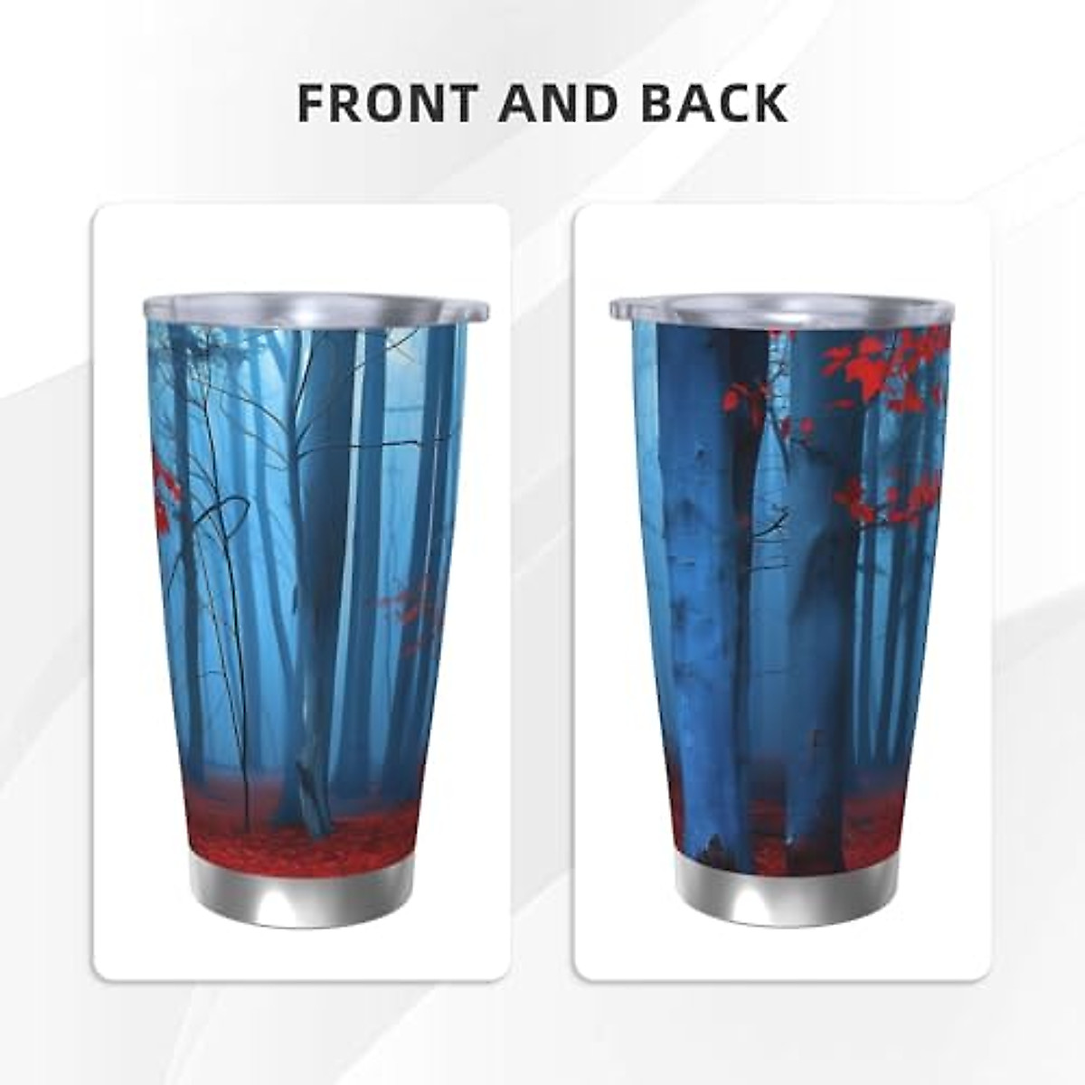 Tangopi Red Leaves Misty Forest 20 oz Tumbler with Lid and Straw Insulated Travel Coffee Mug Reusable Spill Proof Coffee Cups Stainless Steel Water Bottle for Hot and Cold Drinks
