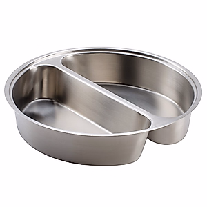 Winco Round Divided Food Pan, Stainless Steel Medium