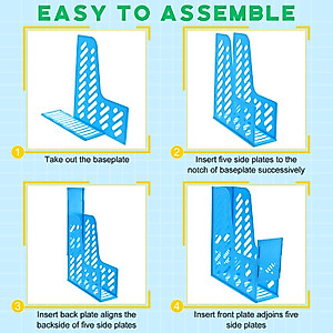 24 Pack Magazine File Holder Desk Organizer Foldable Vertical File Folder for Office Classroom Organization and Storage Desktop Binder Rack for Office Classroom Supplies (Red, Yellow, Blue, Green)