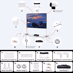 Portable Projector Screen 60inch,Movie Projection Screen,Indoor Projector Screen and Stand, 16:9 Projector Screen 4K HD Wrinkle-Free Lightweight