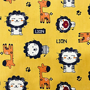 Lion Fat Quarters Fabric Bundles for Sewing Baby Boy Animal Fabric Cute Patterns Quilting Fabric for Kids 18" x 22" (6Pcs) SZRUIZFZ
