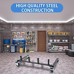 biosp Car Dolly Rack, Jack Stands Cart Storage Rack, Hydraulic Trolley Organizer Holder, Four Wheel Dollies Capacity, Four 360-Degree Rolling Casters, 31''*19''*4'', Transporter Trailer Accessories