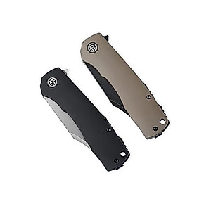 Petrified fish PFP03 Victor,3.58" K110 Satin Blade,140g Micarta Handel Flipper Liner lock Folding knife (Blue Satin)