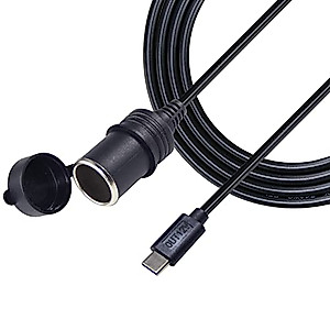 QIUCABLE USB C to Cigarette Lighter Adapter - 3ft 12V USB Type-C Male Plug to Cigarette Lighter Adapter Cable, 12 Volt USB-PD to Car Cigar Adapter Female Socket Power Cable