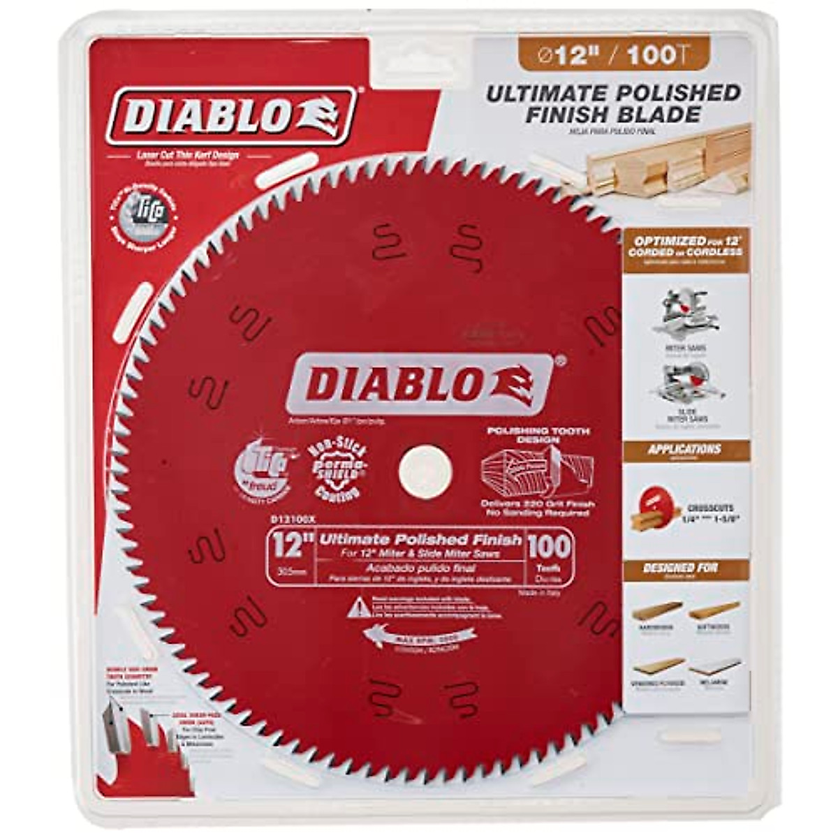 Freud D12100X 100 Tooth Diablo Ultra Fine Circular Saw Blade for Wood and Wood Composites, 12-Inch