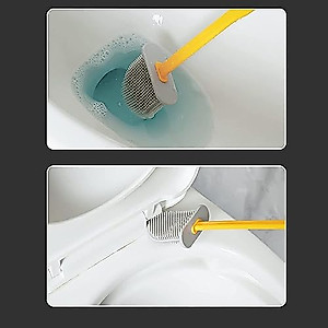 Compact Brush Toilet Brush Silicone Brush Head Toilet Cleaner Brush Home Bathroom Toilet Bowl Brush and Holder Set