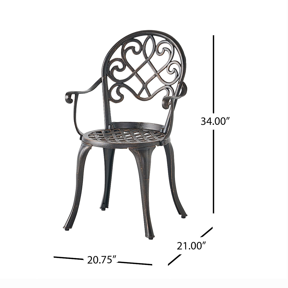 Christopher Knight Home Angeles Outdoor Cast Aluminum Bistro Furniture Set with Ice Bucket, 3-Pcs Set, Copper