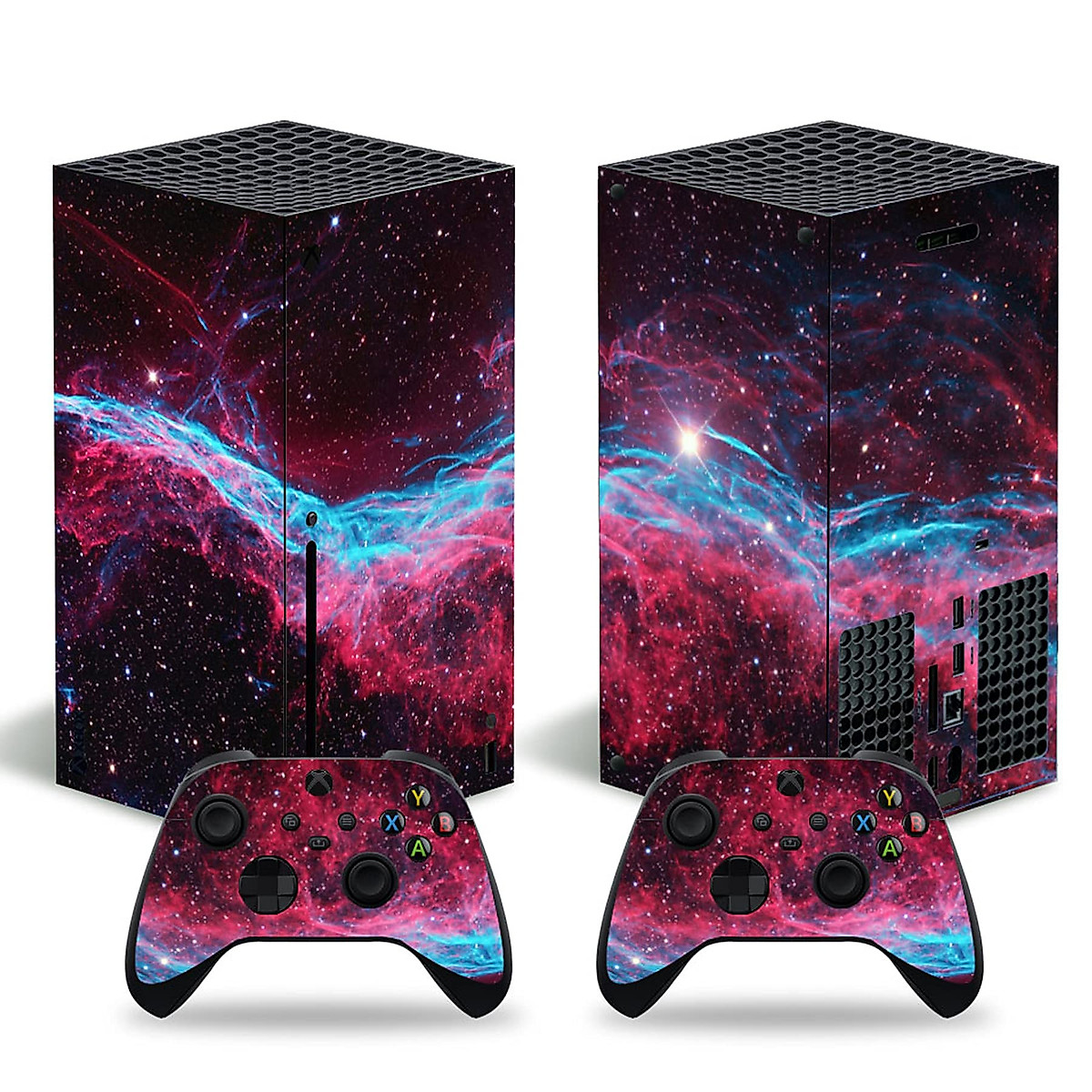 Skin Sticker for Xbox Series X Console and Wireless Controllers,Skin Wrap Vinyl Decal for Microsoft Xbox Series X (Nebula Red)