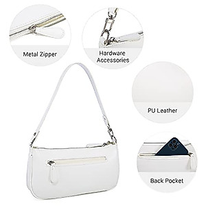 Loiral Small Purse for Women, Retro Classic Tote HandBag Mini Shoulder Bags Crocodile Pattern Clutch with Zipper Closure, White