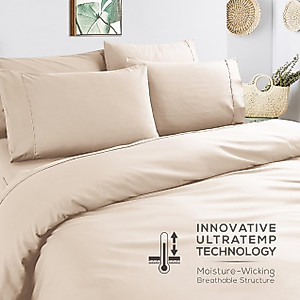 Mueller Luxury 6 PC Full Size Bed Sheets, Super Soft 1800, Deep Pocket up to 16" Full Size Sheets, Transfers Heat, Breathes Better, Hypoallergenic, Wrinkle-Resistant, Oeko-TEX, Cream