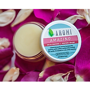 Aromi Amazing Solid Perfume | Fruity, Floral Fragrance, Vegan & Cruelty-free, Travel Scent, Women’s Gift, Vanilla, Caramel, & Jasmine Scent, Handmade (Amazing)