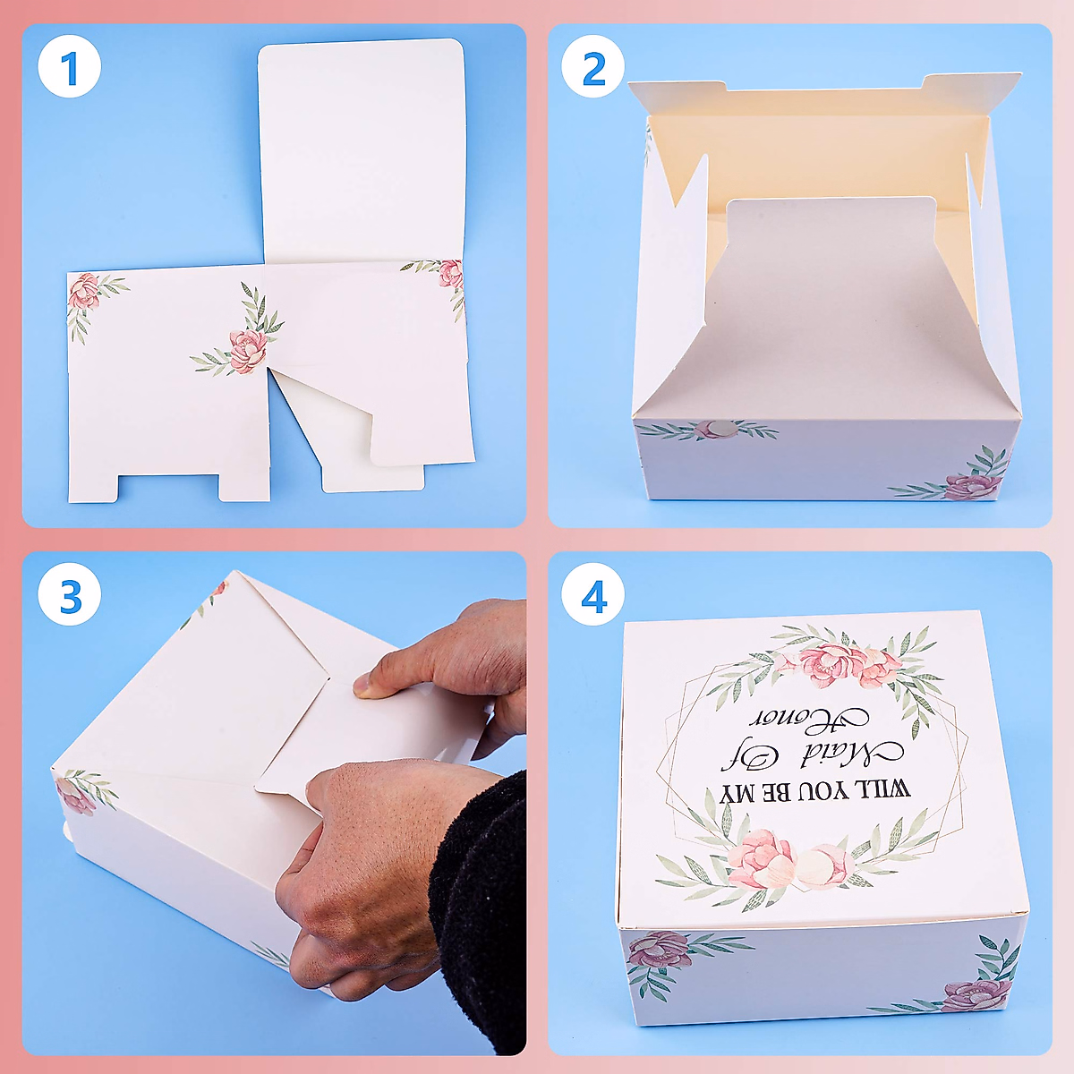 36pcs Bridesmaids Proposal Gift Set 6 Bridesmaid Proposal Boxes,6 Love Knot Bracelet with 6 I Can't Tie The Knot Card and 18 No Crease Hair Ties