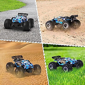 HENEROAR Remote Control Car, Remote Control Truck, 2.4Ghz All Terrain Off-Road Monster Truck, 20 KM/H Rc Cars with LED Bodylight and 2 Rechargeable Batteries Toys for Boys Age 4-7 8-12