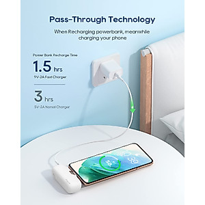 Kuulaa Small Portable Charger iPhone with Built-in Lightning Cable & Mini USB C Power Bank Fast Chargingfor Samsung