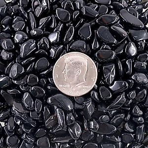 Swpeet 1 Pound Black Agate Small Tumbled Chips Stone Ruby in Fuchsite Tumbled Chips Stone Crushed Pieces Irregular Shaped Stones 0.3-0.5 inch (About 455 Gram) (Black Agate)