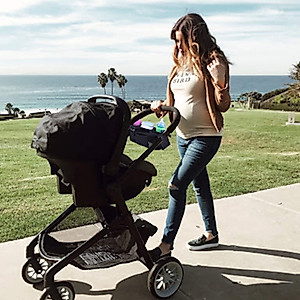 Lebogner Stroller Organizer, Insulated Deep Pocket Stroller Cup Holder To Keep Warm Or Cold Bottles, Extra Stroller Storage Space Accessories Pouch, Secured Universal Fit Black Baby Diaper Hanging Bag