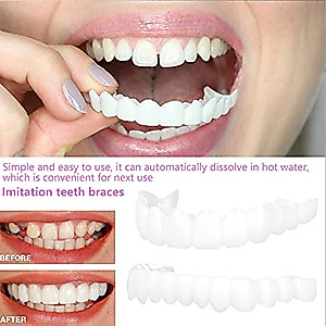 icehao Upper & Lower Teeth Veneers - Simulation Braces Snap On Smile Tooth Cover Perfect Whitening One Size Fits Most Comfortable Denture to Make White Beautiful Neatr (2pcs) 2 Count (Pack of 1)