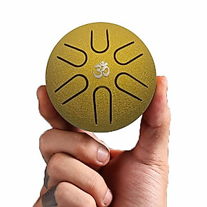 Yahpetes Steel Drums 3 Inch 6 Note Steel Tongue Drum Worry-free Drum Musical Instruments Hand Drums with Handpan Drum with 1 Pair Mallets and Storage Drum Bag Note Sticks (3"6 tone, Gold)