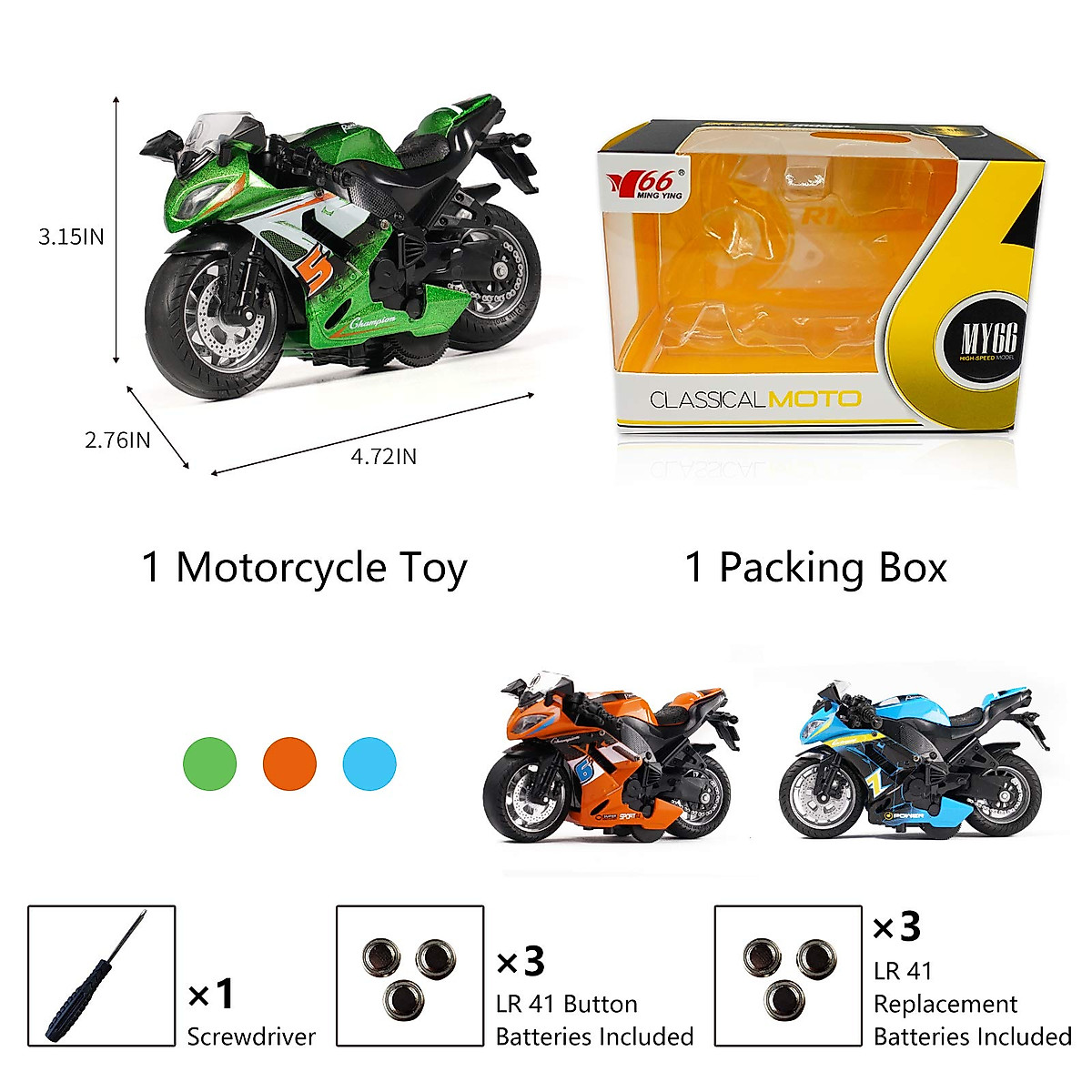 Motorcycle Toy,with Light and Music Toys Motorcycle Diecast Models, Toy Motorcycles for Boys,Toy Motorcycle for Kids 3-9 (Orange)