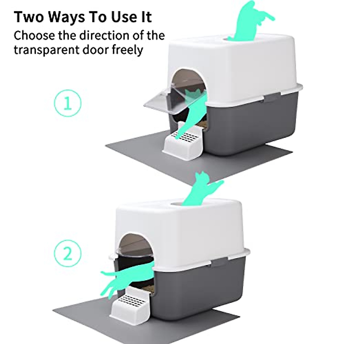 Sfozstra Cat Litter Box with Lid, Fully Enclosed Splash-Proof Litter Box,Top Entry Cat Litter Box, Easy to Assemble and Installation (Grey, Small)