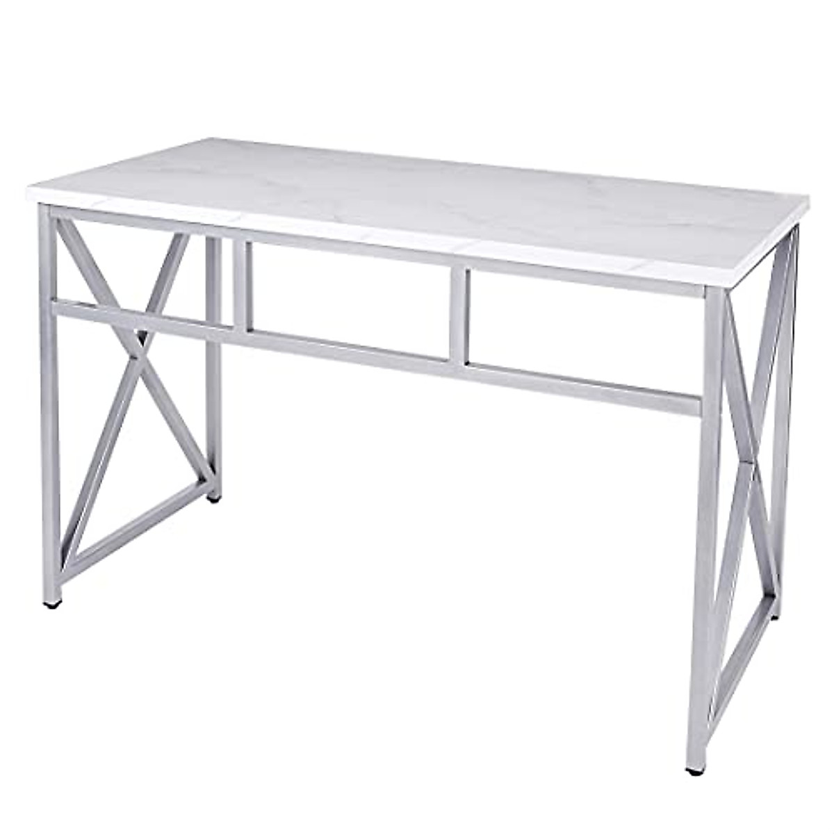 Coral Flower Modern & Contemporary Wriitng Desk with Durable Scratch-resistant Laminate Surface and Silver Metal Frame.