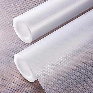 Shelf Liner Kitchen Cabinet Liners: 2 Pack 17 x 79 Inches Non-Adhesive Washable Oil-Proof Non-Slip Drawer Liner for Refrigerator and Shelves Clear Plastic Shelf Paper for Kitchen Cabinets Adhesive