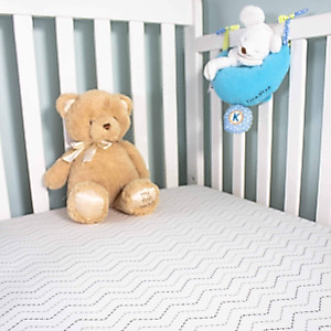 Luvberries - 100% Organic Cotton Fitted Crib Sheets (Set of 2), for Standard Crib and Toddler Mattresses, for Baby and Toddler, Boys & Girls, Unisex (Grey and White)