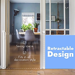 Papablic Retractable Baby Gate, Auto Lock Safety Gate for Baby and Pet, 34" Tall, Extends to 71" Wide, Extra Wide Dog Gate for Indoor Outdoor Stairs Doorways Hallways