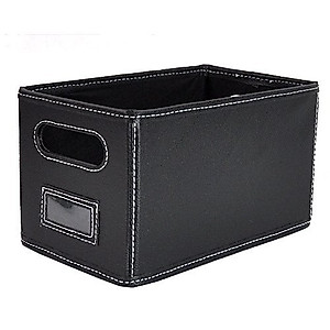 The Lucky Clover Trading Roosevelt Faux Leather Shelf Storage Basket, Black