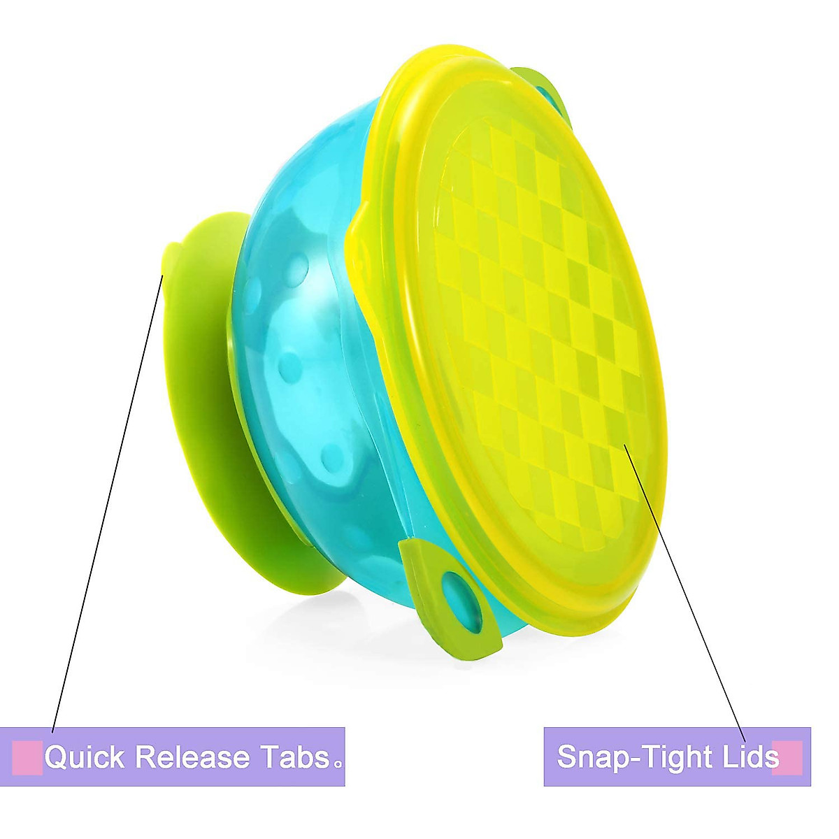 PandaEar Divided Unbreakable Silicone Baby and Toddler Plates & Stay Put Spill Proof Stackable Baby Suction Bowls