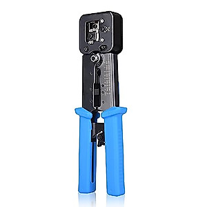 Cable Matters Modular RJ45 Crimp Tool for Pass-Through Connectors (Pass-Through Ethernet Crimper) with Built-in Wire Cutter and Stripper - 10-Pack Pass-Through Cat6 RJ45 Connectors Included