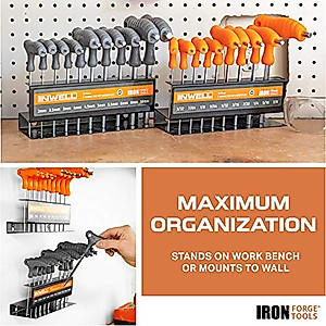 Iron Forge Tools 20 Piece T Handle Allen Wrench Set - SAE & Metric Hex Key Set with Stand U.S. Veteran Owned Brand