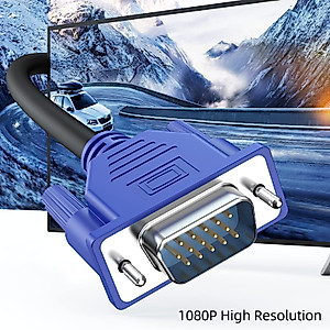 URELEGAN VGA to VGA Cable 6 Feet, VGA to VGA Monitor Cable 1080P Full HD Male to Male Cord HD15 for Computer PC Monitor Laptop TV Projector and More