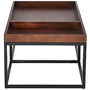Amazon Brand – Rivet Modern Industrial Coffee Table with Metal Base and Trays, 42.1"W, Walnut Finish