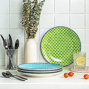 vancasso Macaron Dinner Plates Set of 4, 10-inch Serving Ceramic Plates for Steak Pasta Salad Snacks Dessert, Easy to Clean Salad Plates Colorful Plates for Family, Party, Restaurant Use, Multicolor